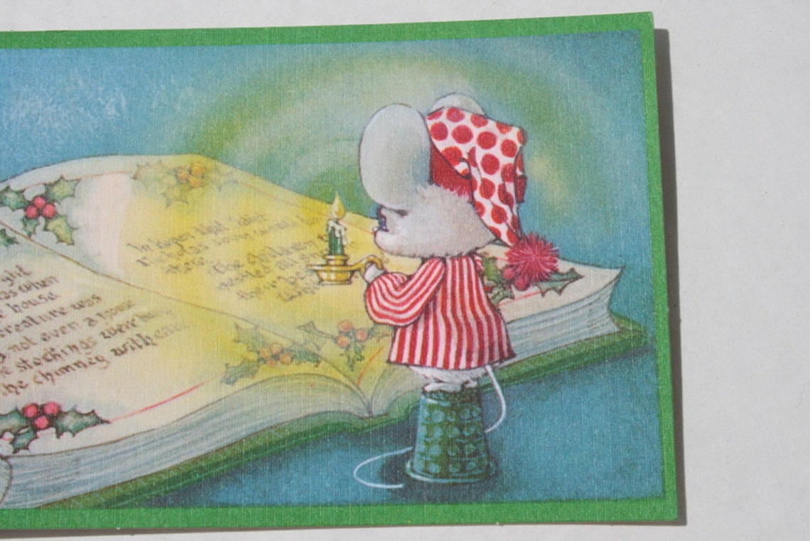 Unused Hallmark Mouse Christmas Cards, Blue on Thimble With Old ...