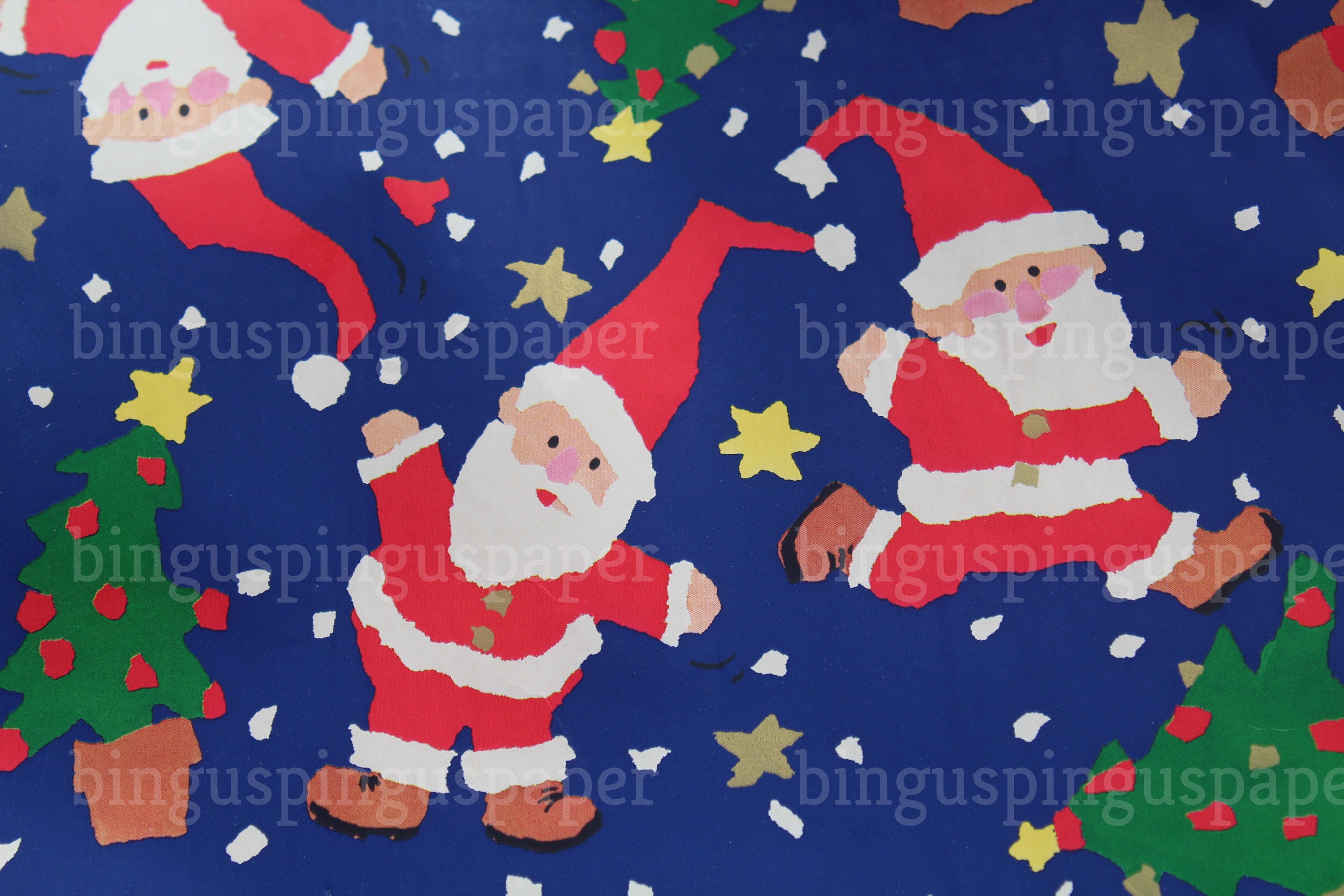 Blue Christmas Wrapping Paper with Red Funky Santa Claus by | Etsy