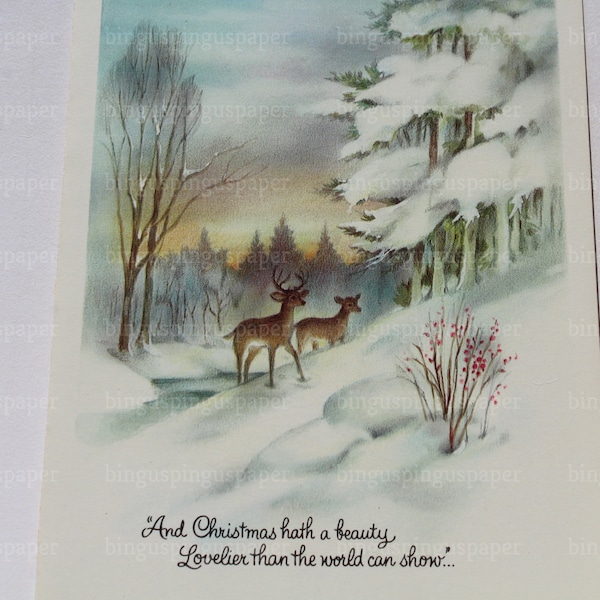 Deer Christmas Card - Etsy