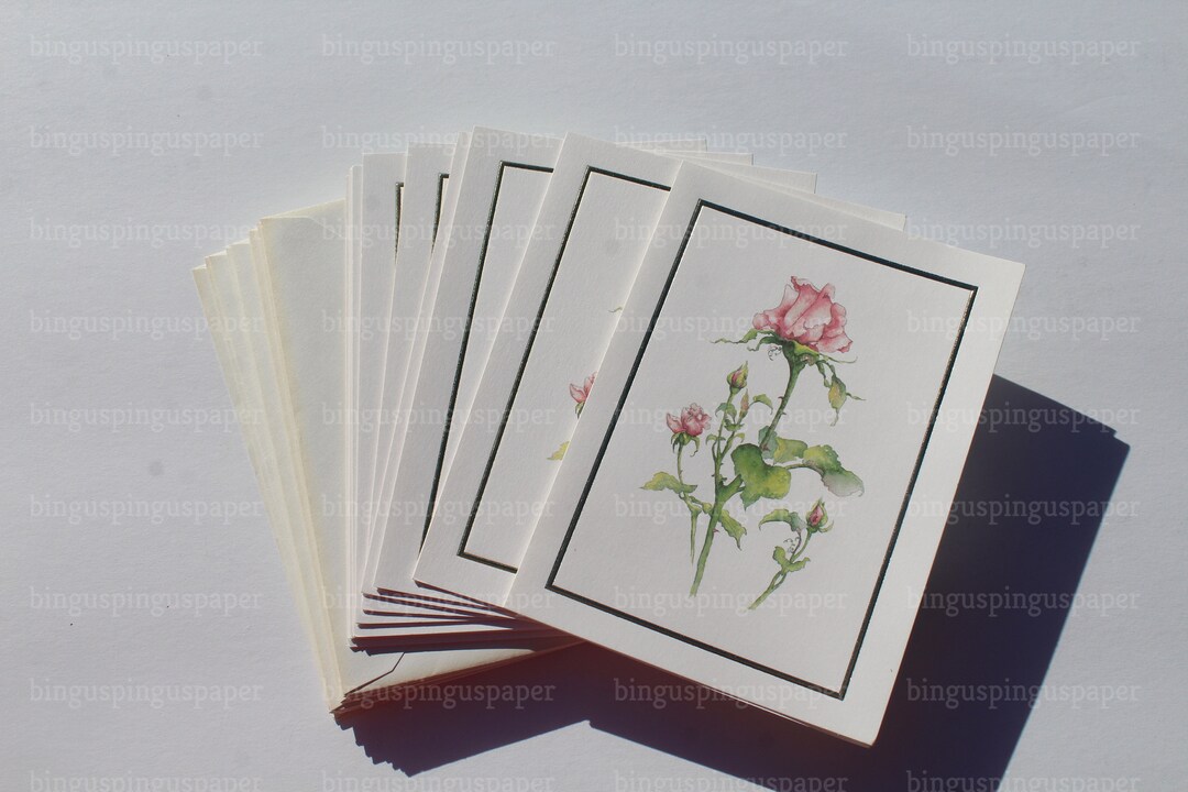 1980s Blank Note Cards With Pink Rose Buds in Box With Envelopes, From ...