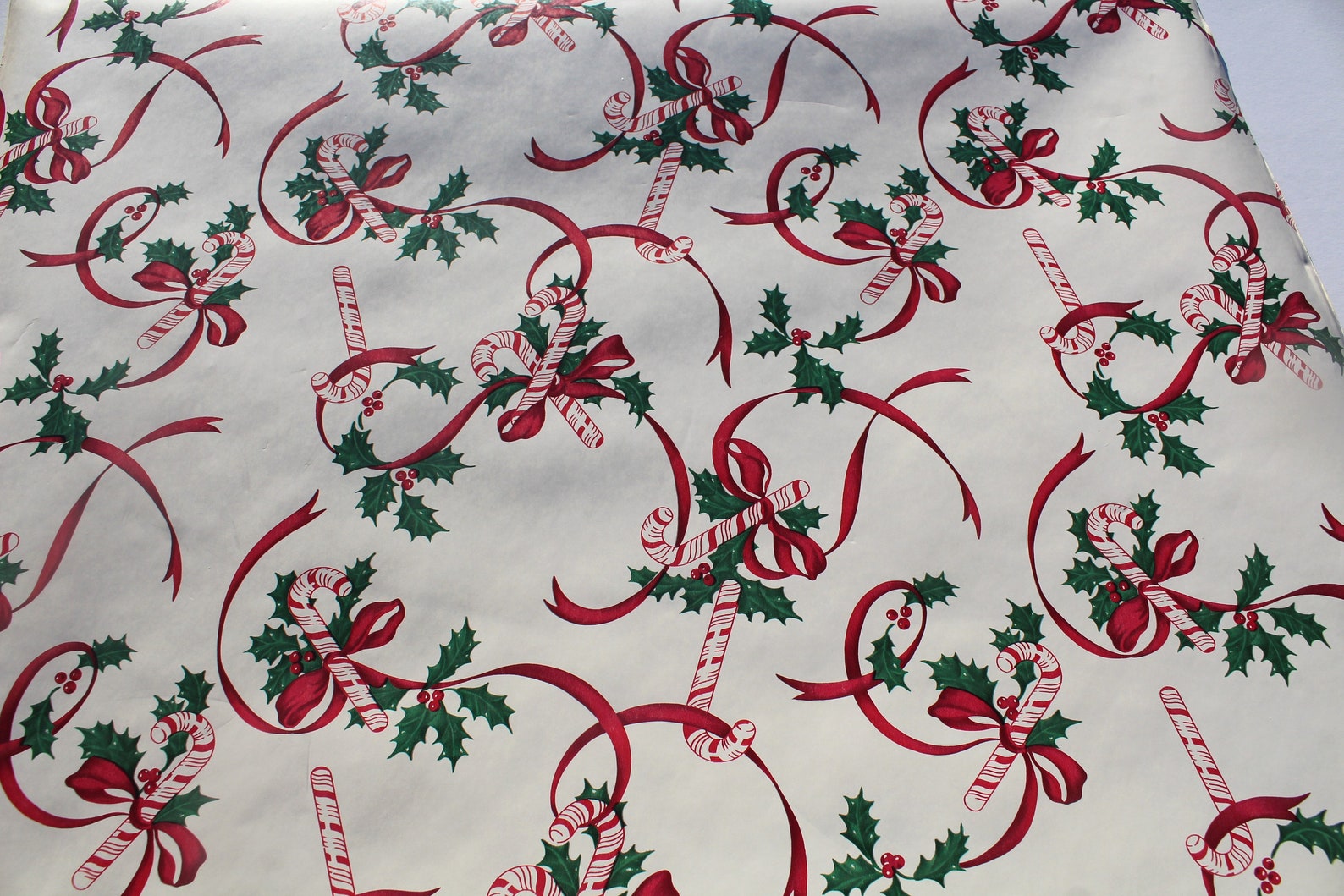 Candy Cane Christmas Wrapping Paper by the Yard From Vintage Store Roll ...