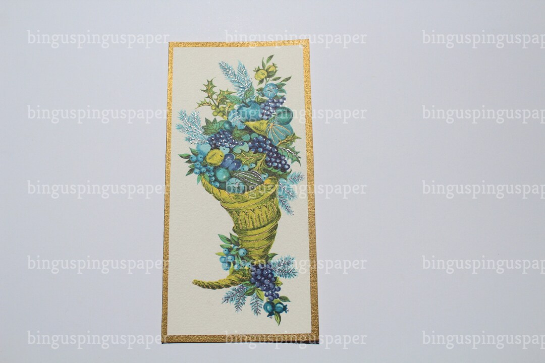 Blue and Lime Green Unused Christmas Card With Silver Glitter ...