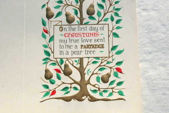 Embossed Partridge in a Pear Tree Card Twelve Days of - Etsy