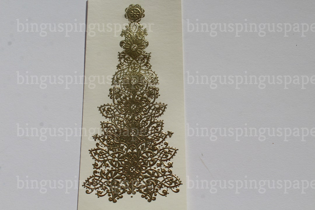 Gold Christmas Tree Card, UNUSED, Hallmark Slim Jim, 1950s 50s Holiday ...