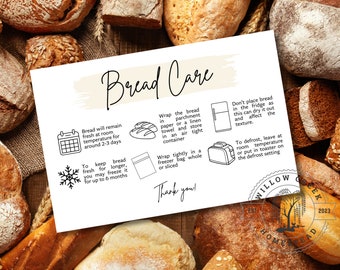 Sourdough Bread Care Card Homemade Bread Care Card 4x6 Printable - Etsy
