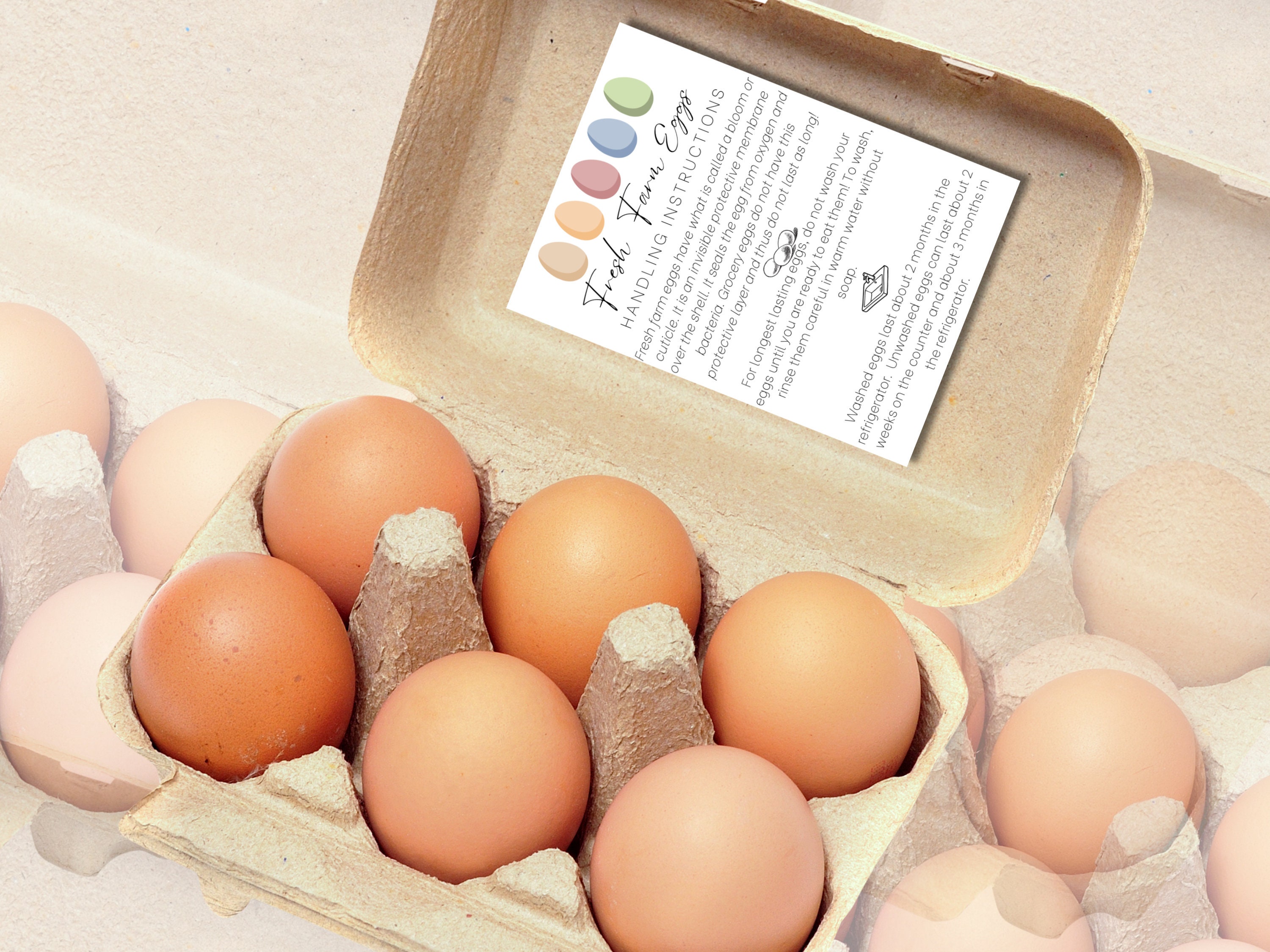 EDITABLE Farm Fresh Egg Card Egg Handling Instruction Farm Stand ...