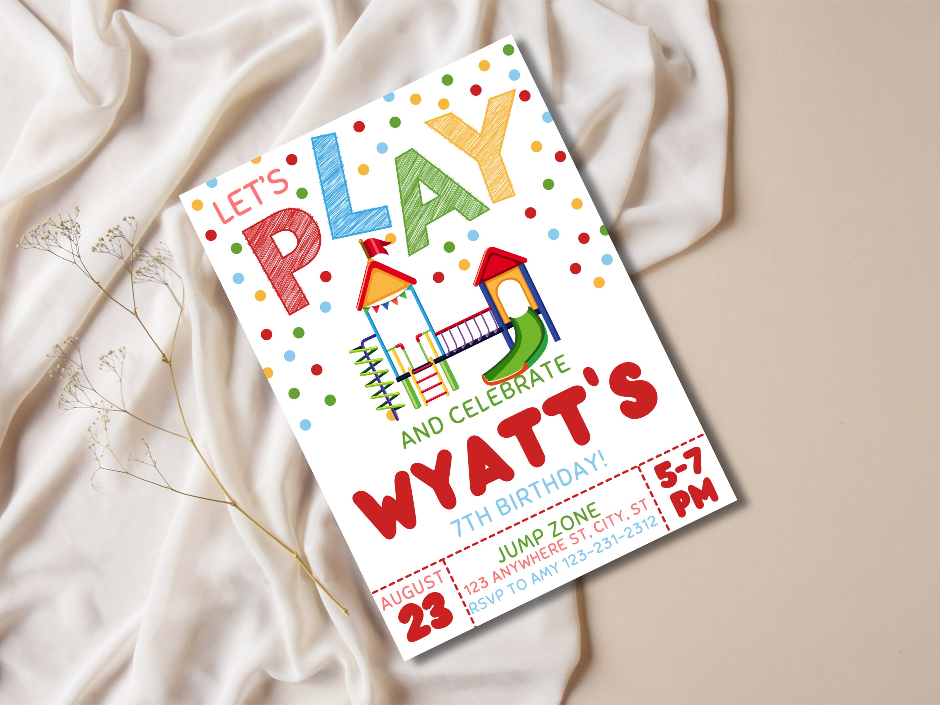 EDITABLE Playground Birthday Invitation Lets Play Boy Birthday Park ...