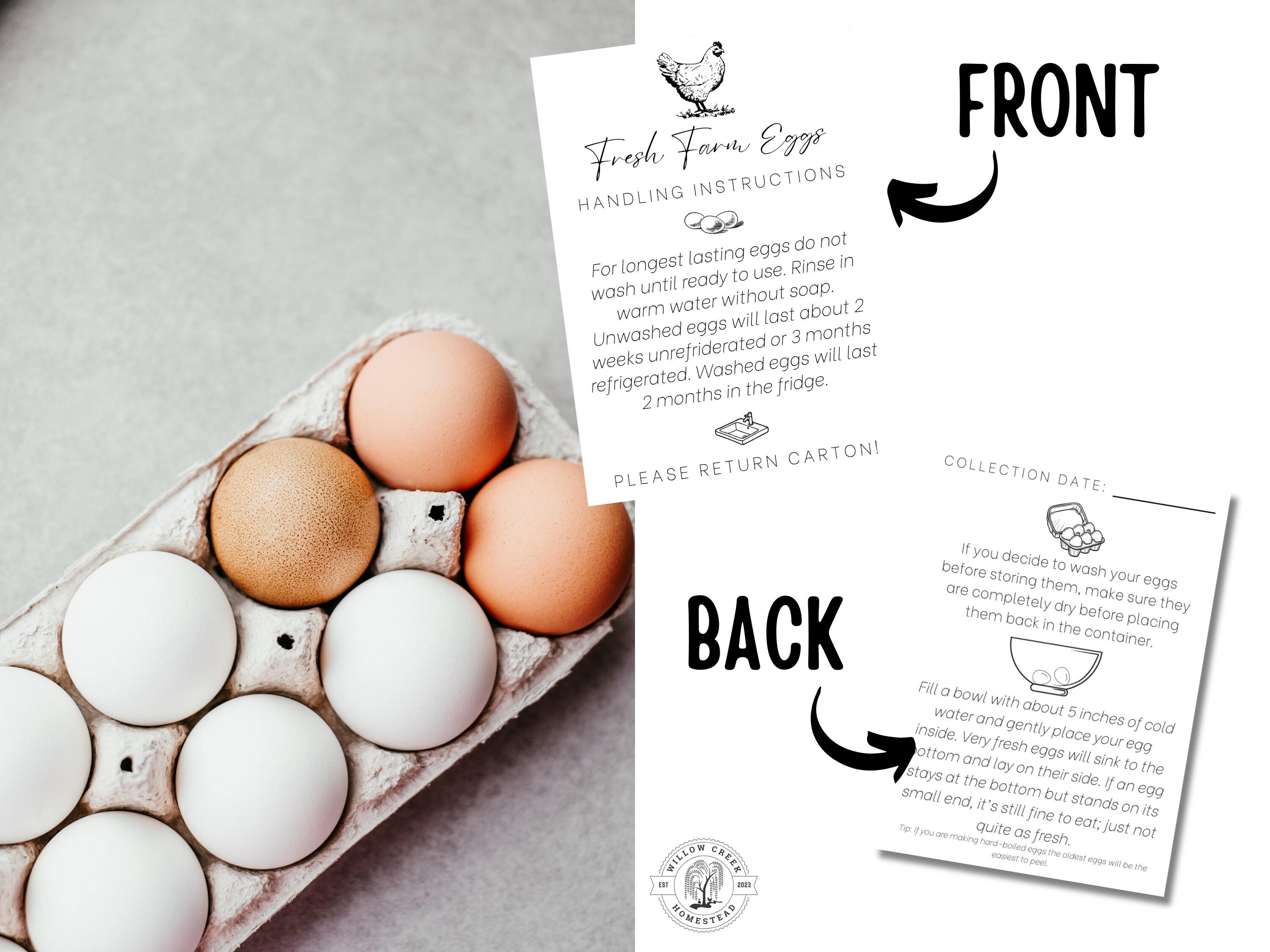 PRINTABLE Farm Fresh Egg Handling Instructions | Printable Card or ...