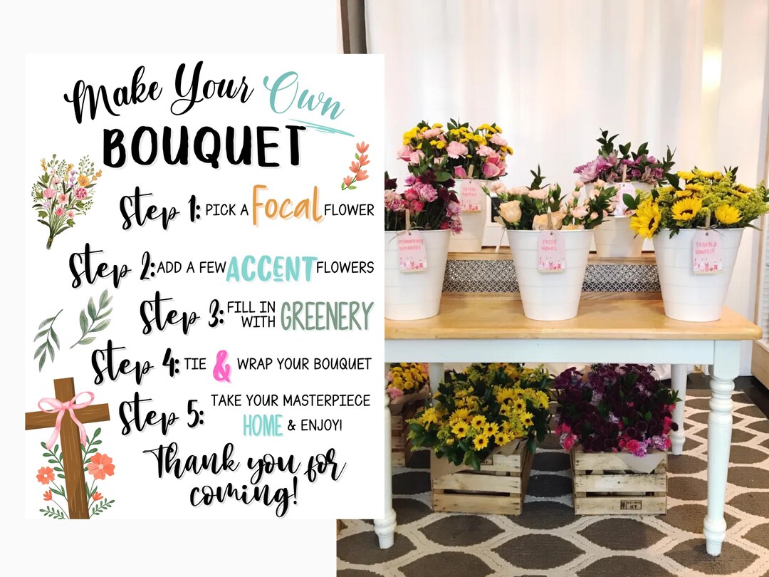 Make Your Own Bouquet Sign | Christian Artwork | Womens Night | Floral ...