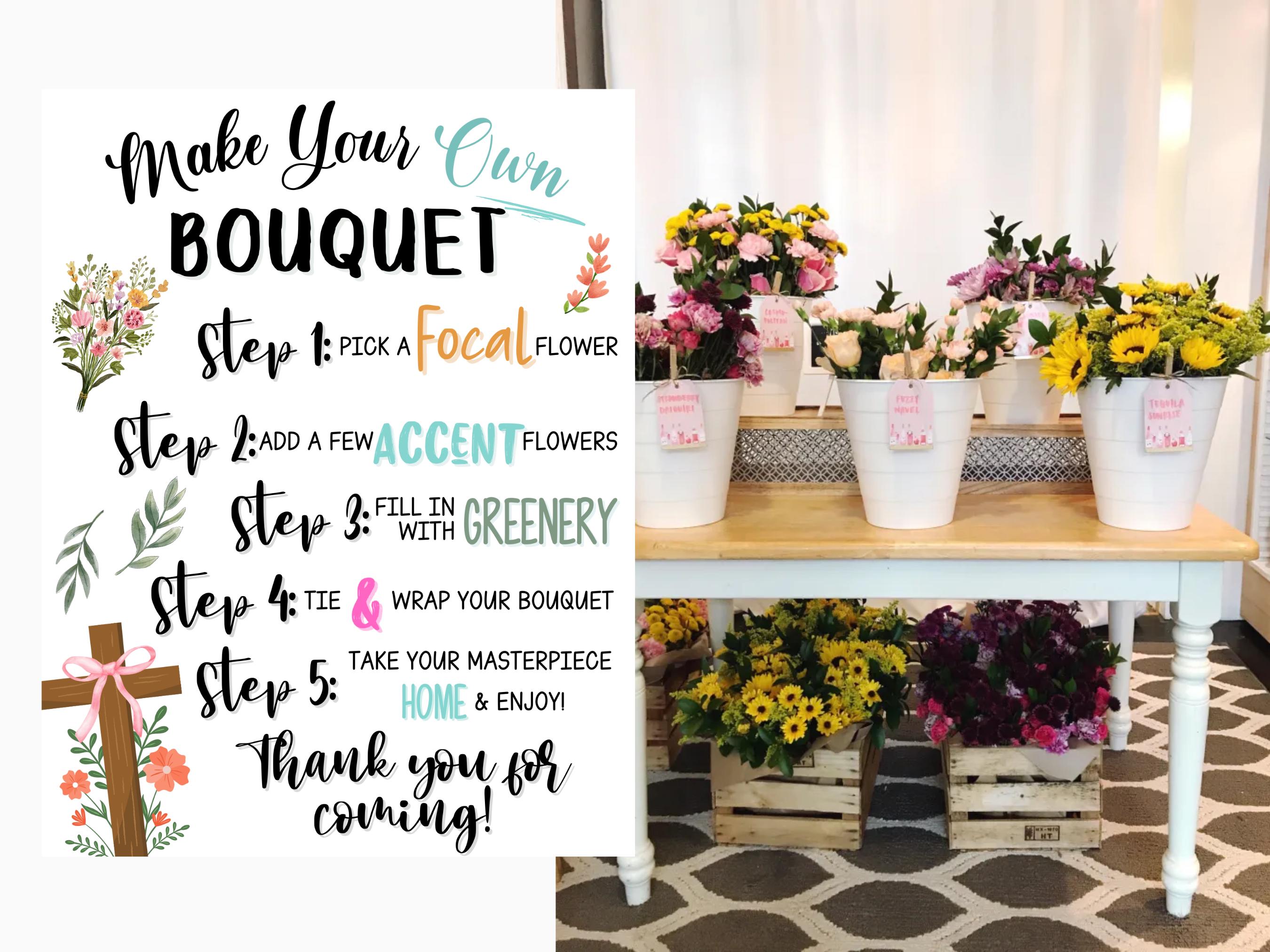 Make Your Own Bouquet Sign | Christian Artwork | Womens Night | Floral ...