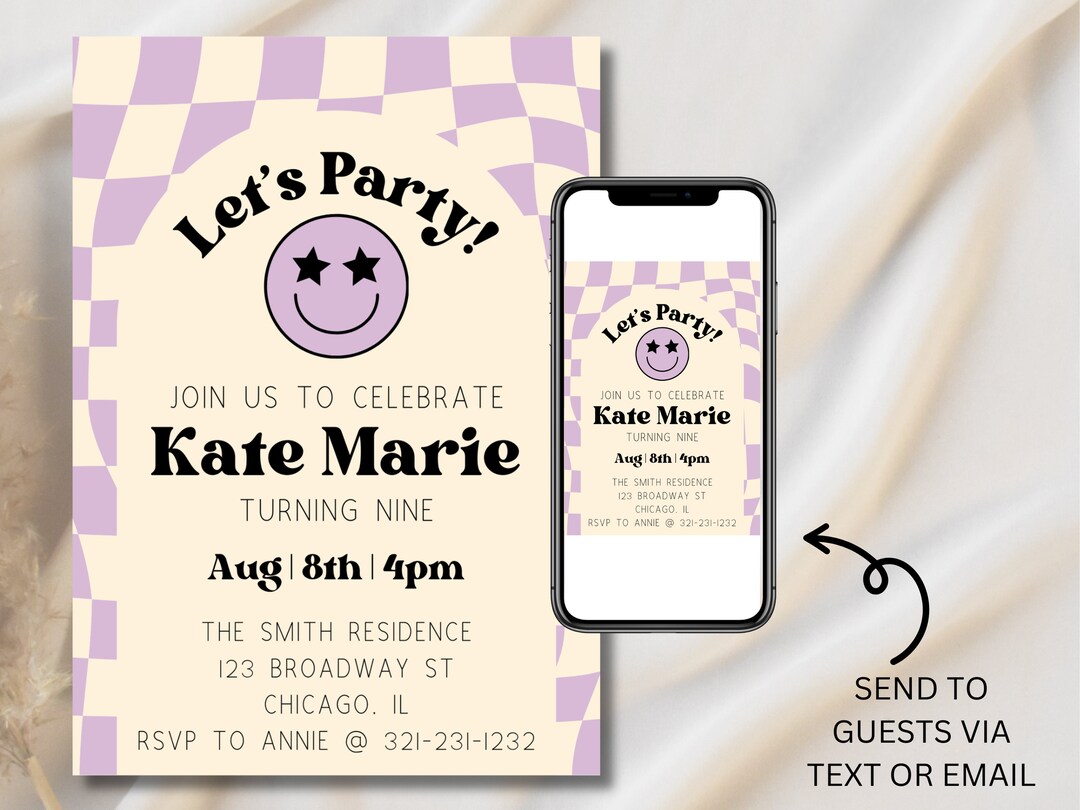 EDITABLE Smiley Face Invite Smiley Face Birthday Emoji Smiley Face ...