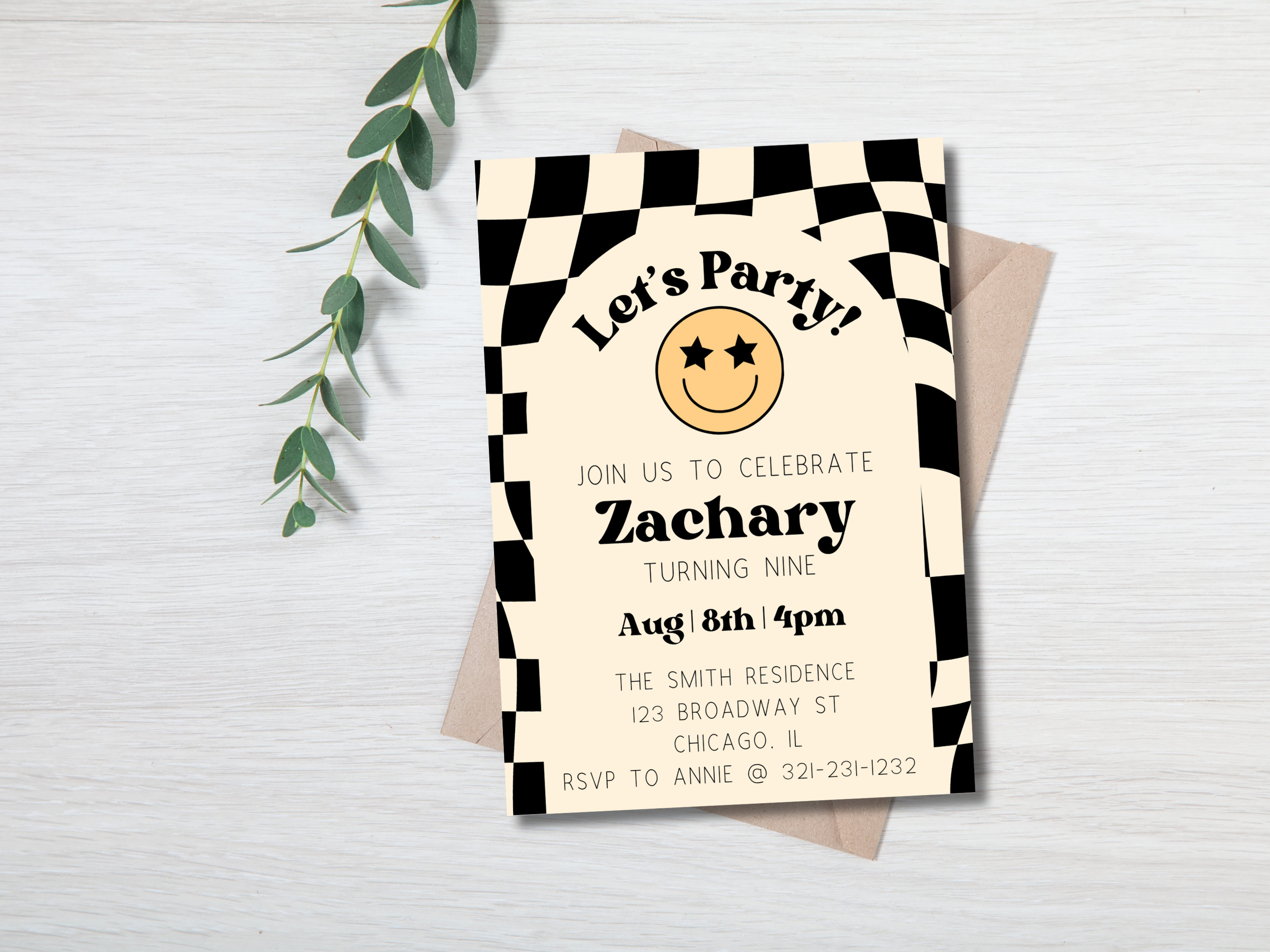 EDITABLE Smiley Face Boy Invite Smiley Face Birthday Emoji Smiley Face ...