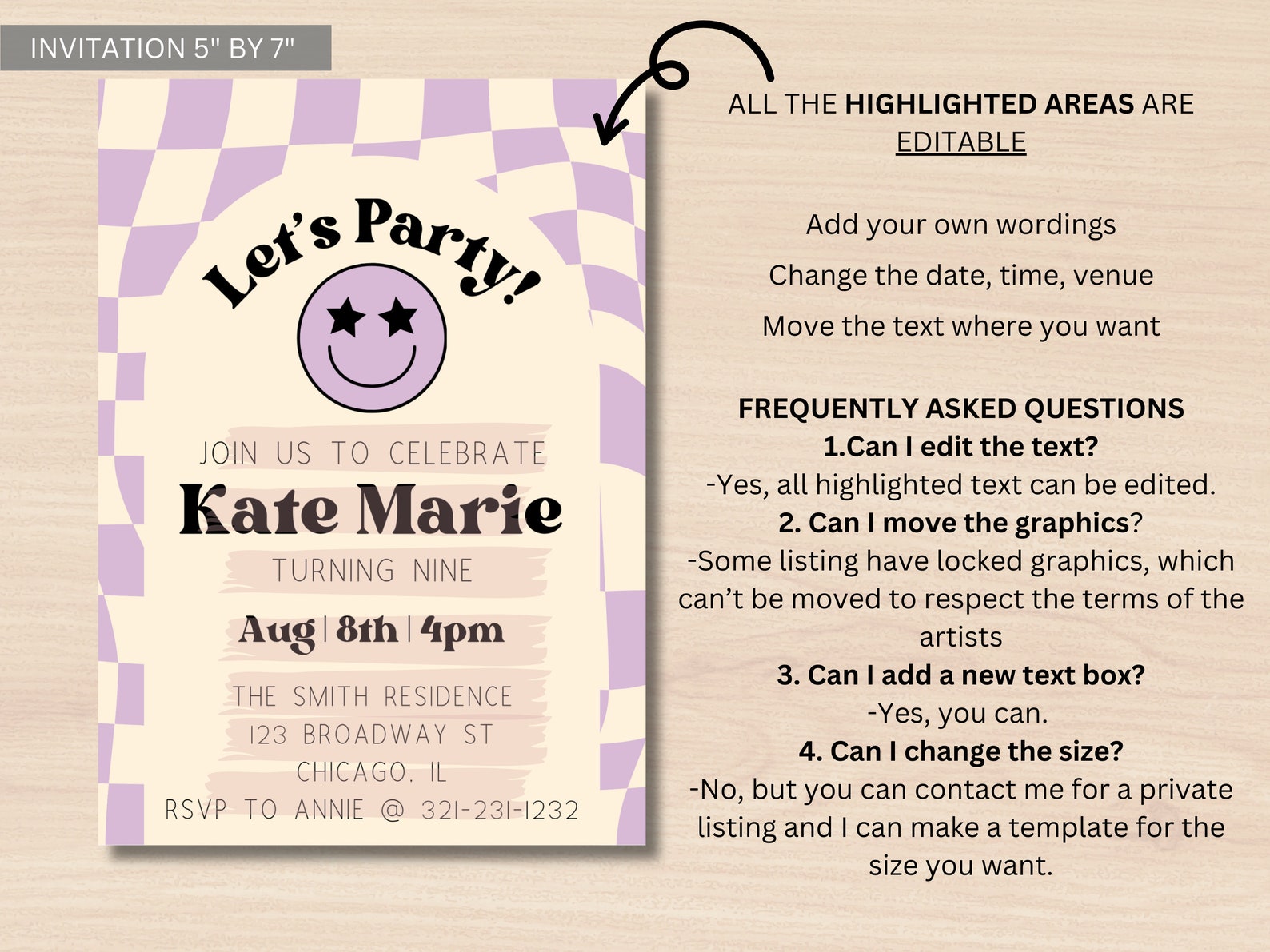 EDITABLE Smiley Face Invite Smiley Face Birthday Emoji Smiley Face ...