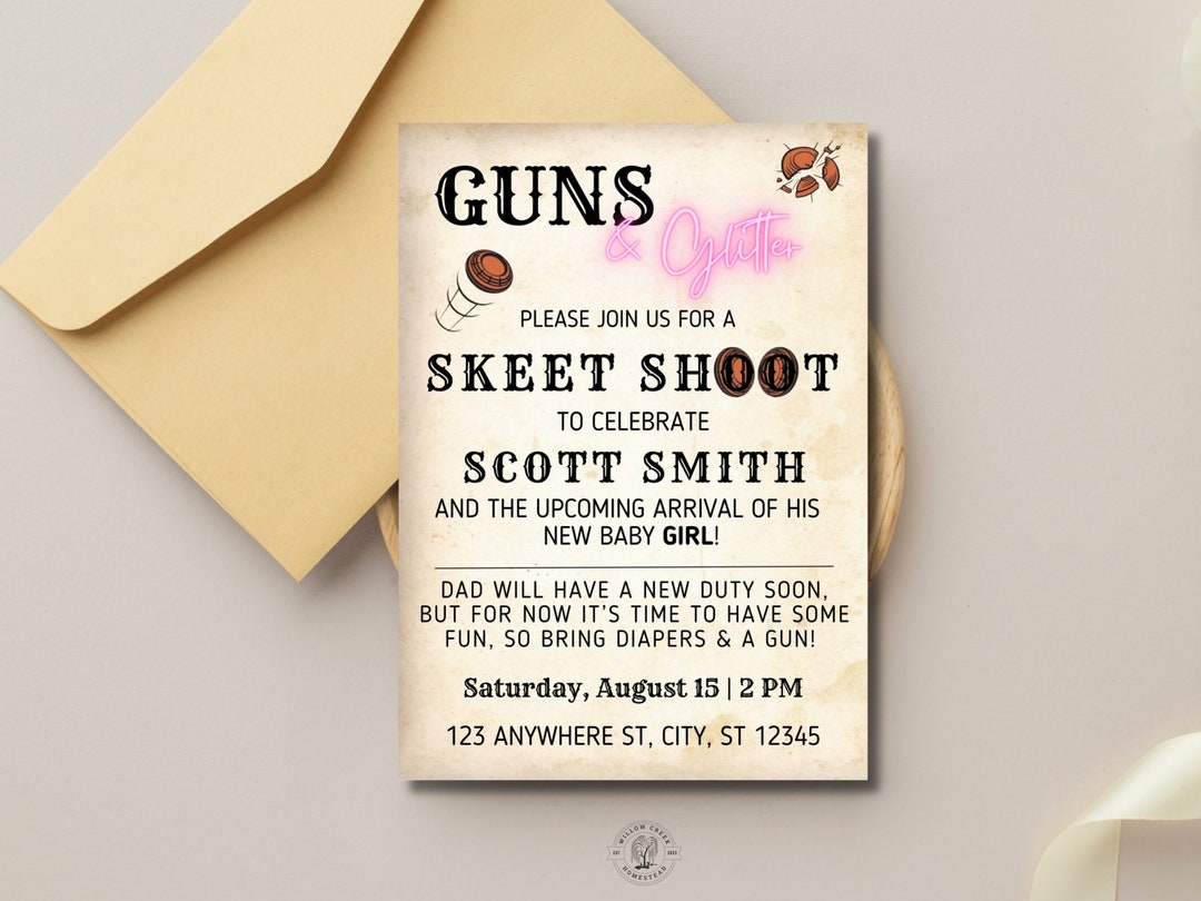 EDITABLE Skeet Shoot Diaper Party Invite | Canva Template | Diaper ...