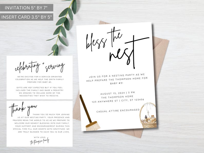 EDITABLE Bless the Nest Nesting Party Invitation Cleaning Organizing ...