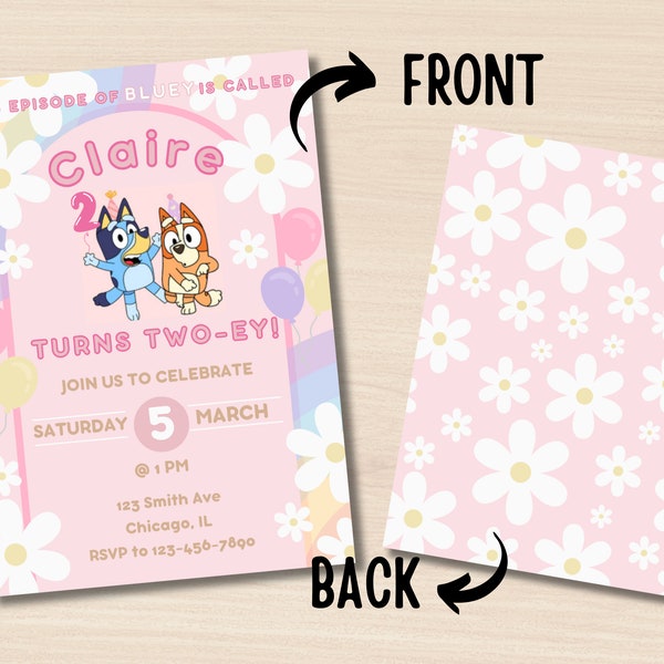 Custom Bluey Birthday Invitations - Etsy