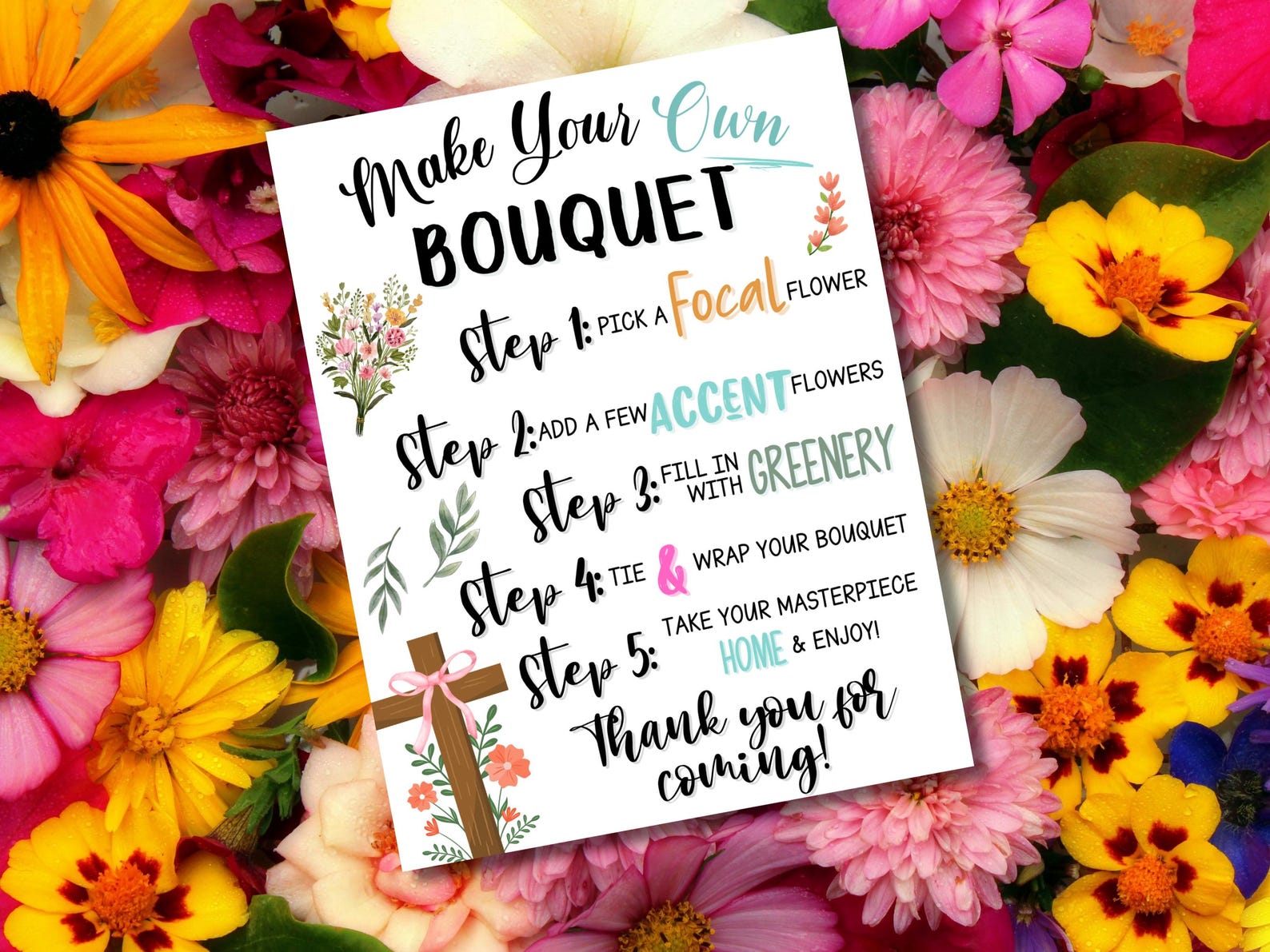 Make Your Own Bouquet Sign | Christian Artwork | Womens Night | Floral ...