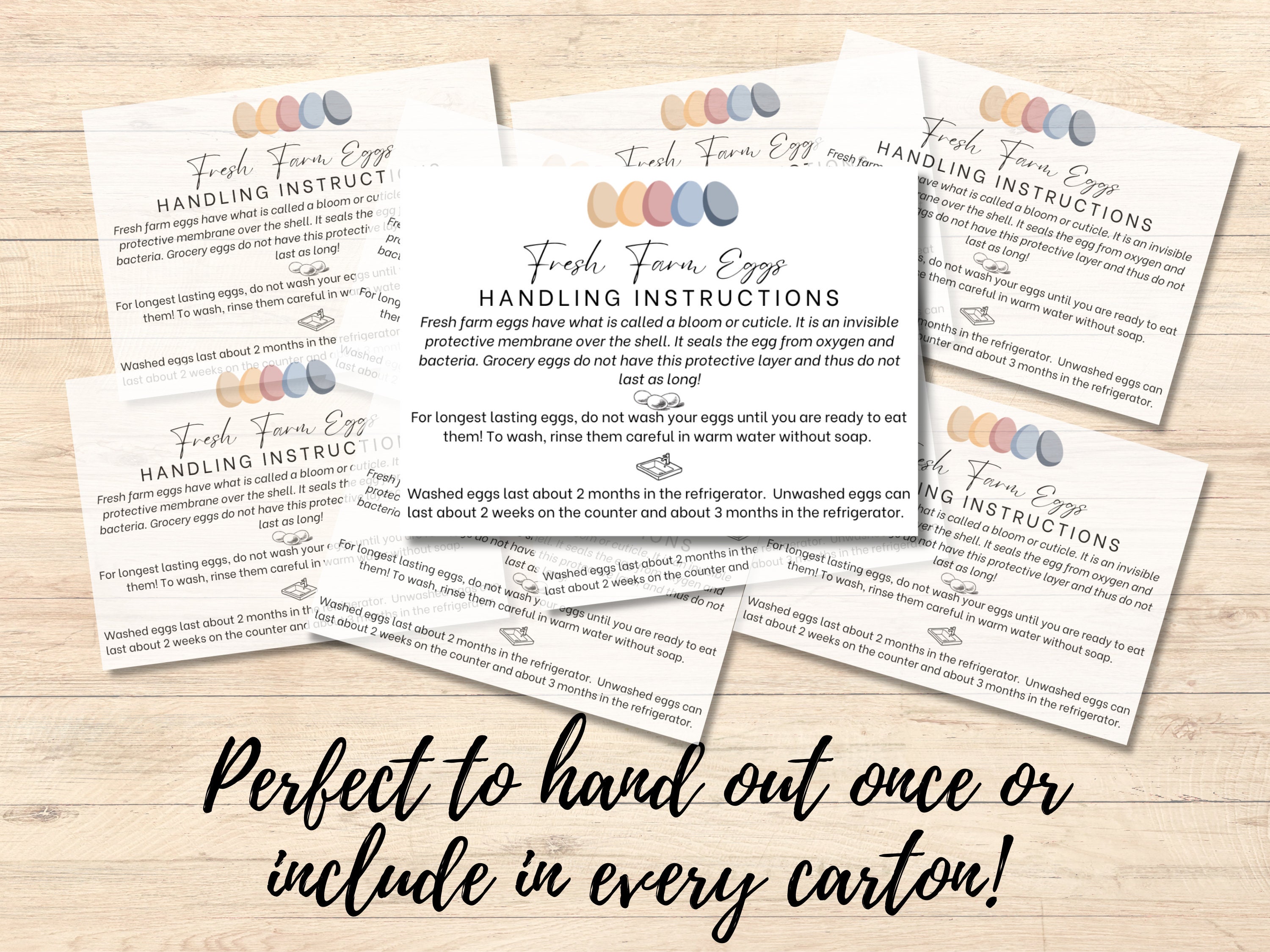 PRINTABLE Farm Fresh Egg Handling Instructions | Printable Card or ...