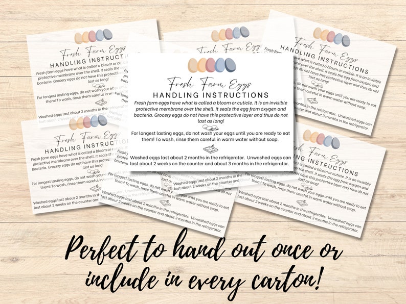 Egg Handling Instruction Cards Eggs for Sale Chickens Backyard Farming ...