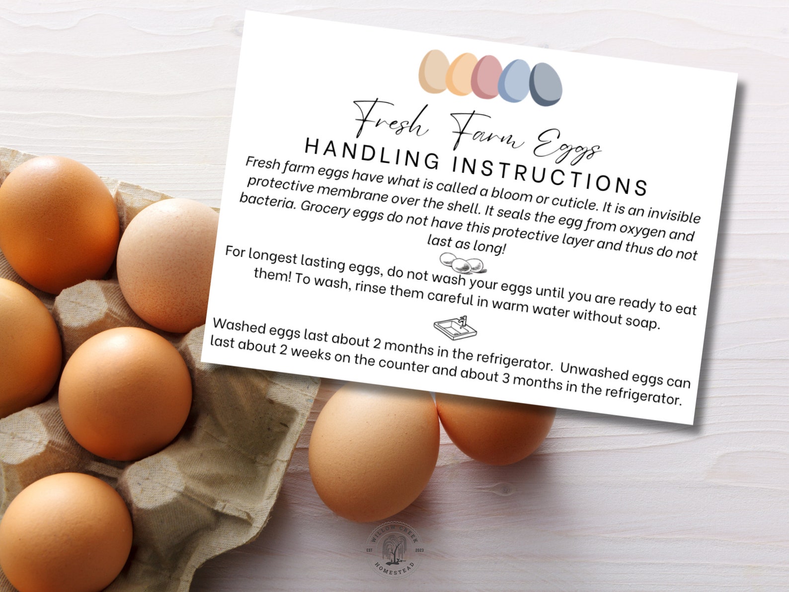 PRINTABLE Farm Fresh Egg Handling Instructions | Printable Card or ...