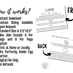 PRINTABLE Farm Fresh Egg Handling Instructions | Printable Card or ...