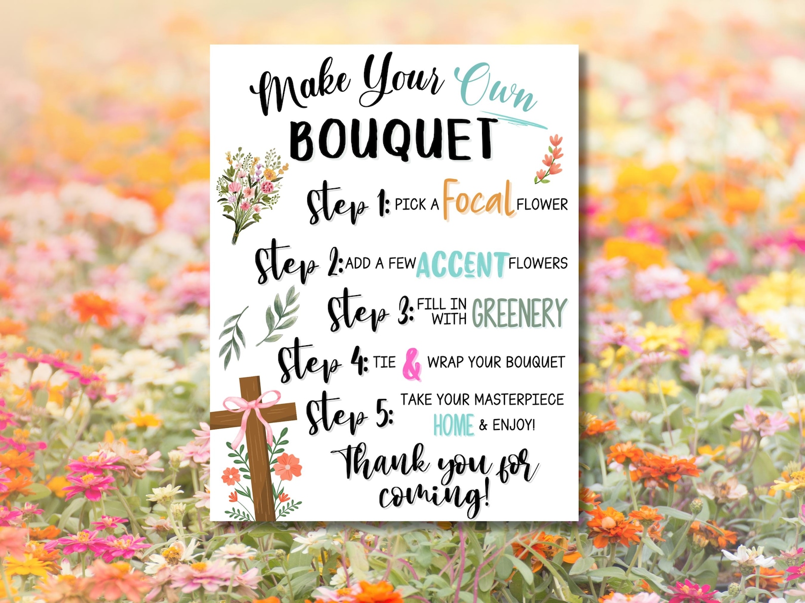 Make Your Own Bouquet Sign | Christian Artwork | Womens Night | Floral ...