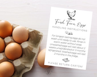 PRINTABLE Farm Fresh Egg Handling Instructions Printable Card or ...