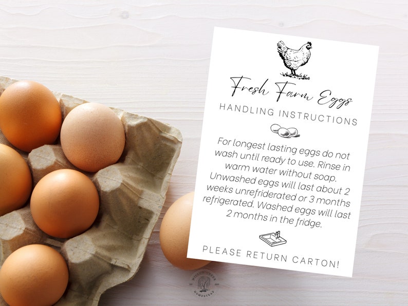 PRINTABLE Farm Fresh Egg Handling Instructions | Printable Card or ...