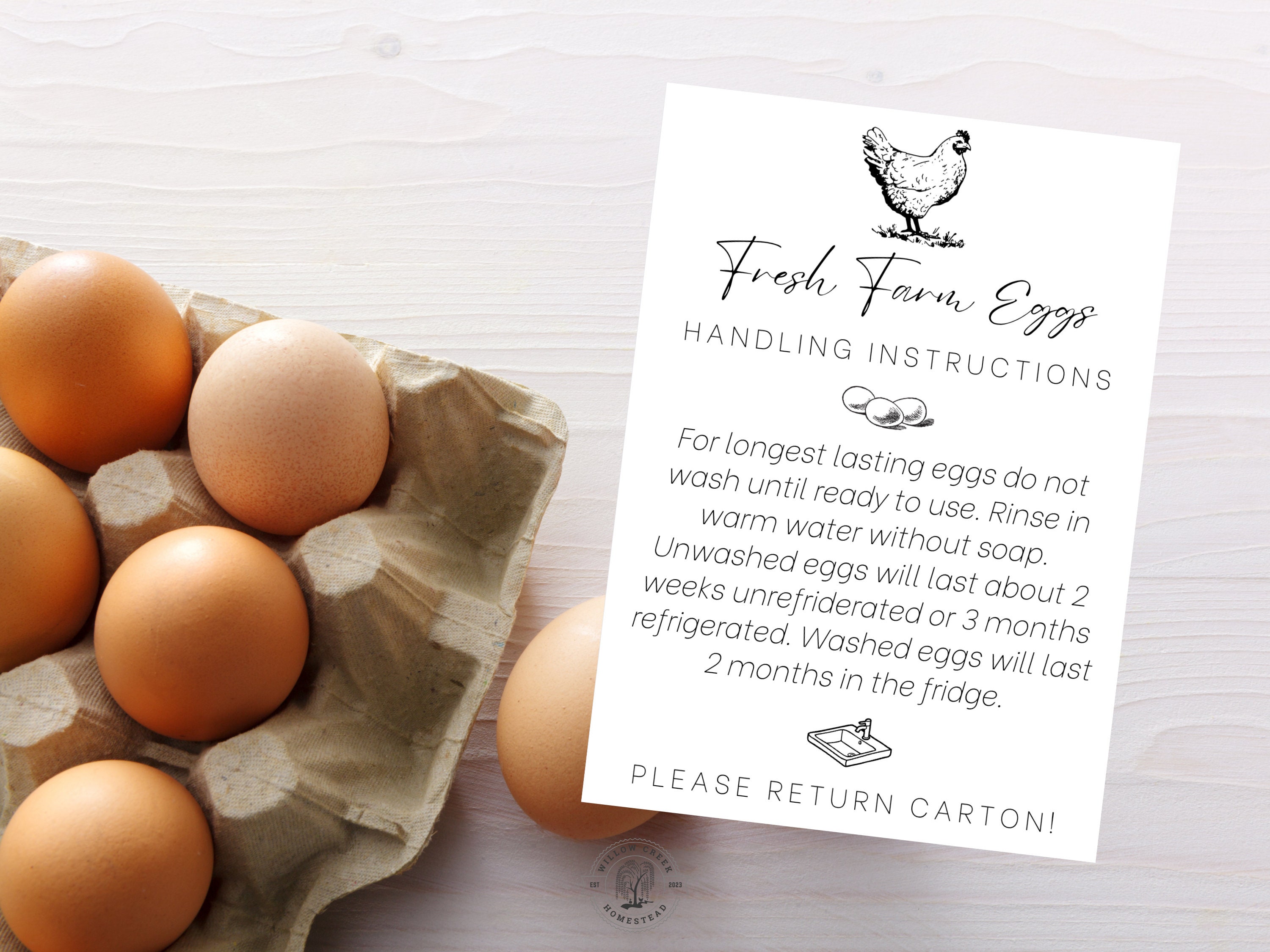 PRINTABLE Farm Fresh Egg Handling Instructions | Printable Card or Sticker | Instant Download ...