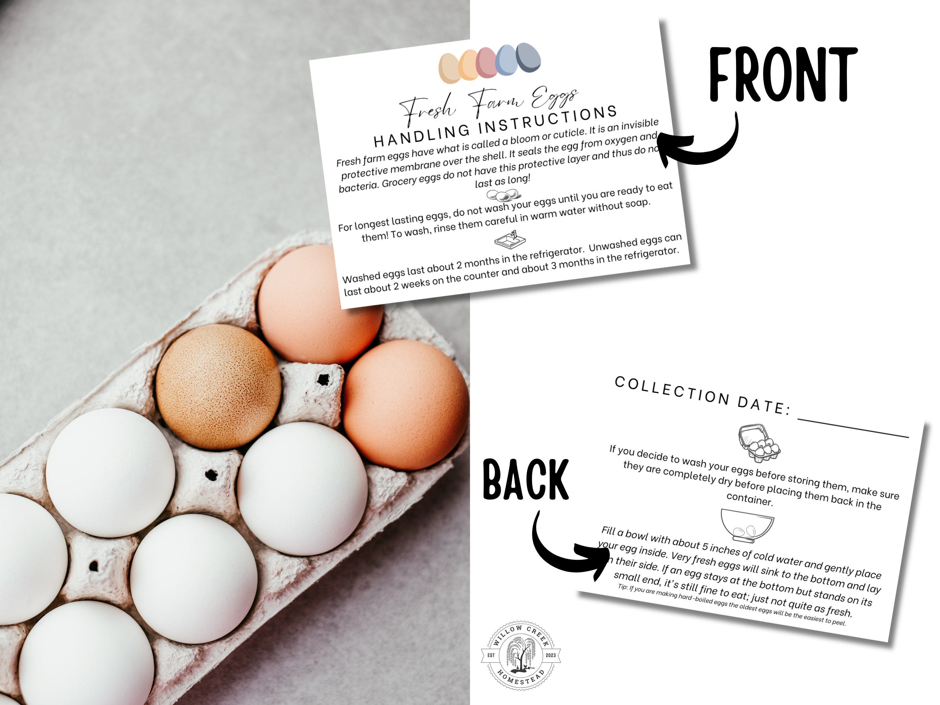 PRINTABLE Farm Fresh Egg Handling Instructions | Printable Card or ...