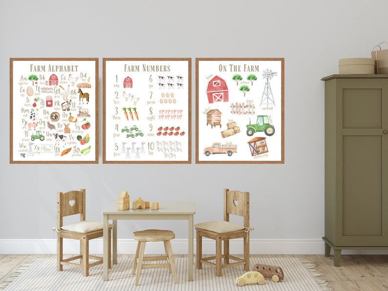 PRINTABLE Farm Alphabet Number Prints Farm Nursery Wall Art Farm Kids ...