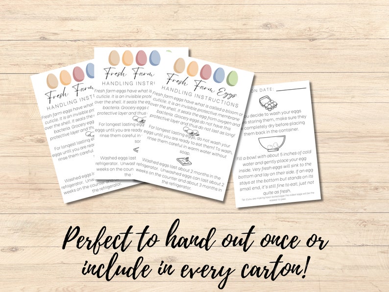 EDITABLE Farm Fresh Egg Card Egg Handling Instruction Farm Stand ...