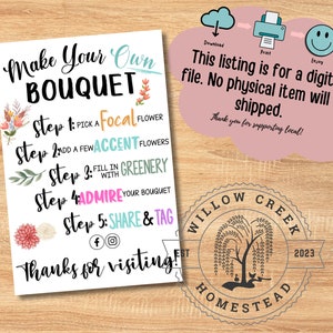 Make Your Own Bouquet Instruction | Printable Poster | Fresh Flower ...