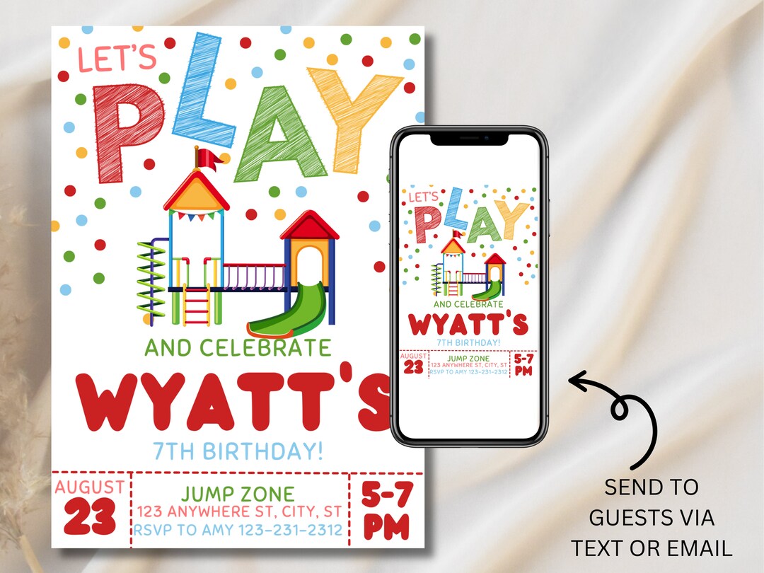 EDITABLE Playground Birthday Invitation Lets Play Boy Birthday Park ...