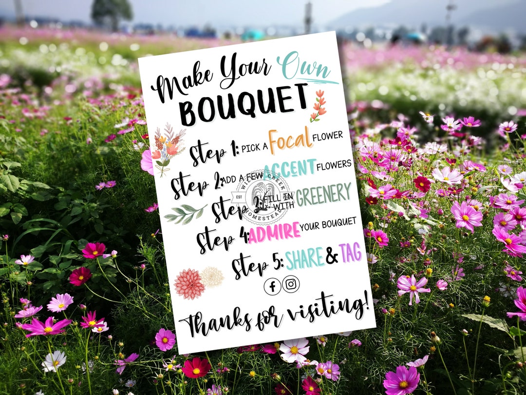 Make Your Own Bouquet Instruction | Printable Poster | Fresh Flower ...