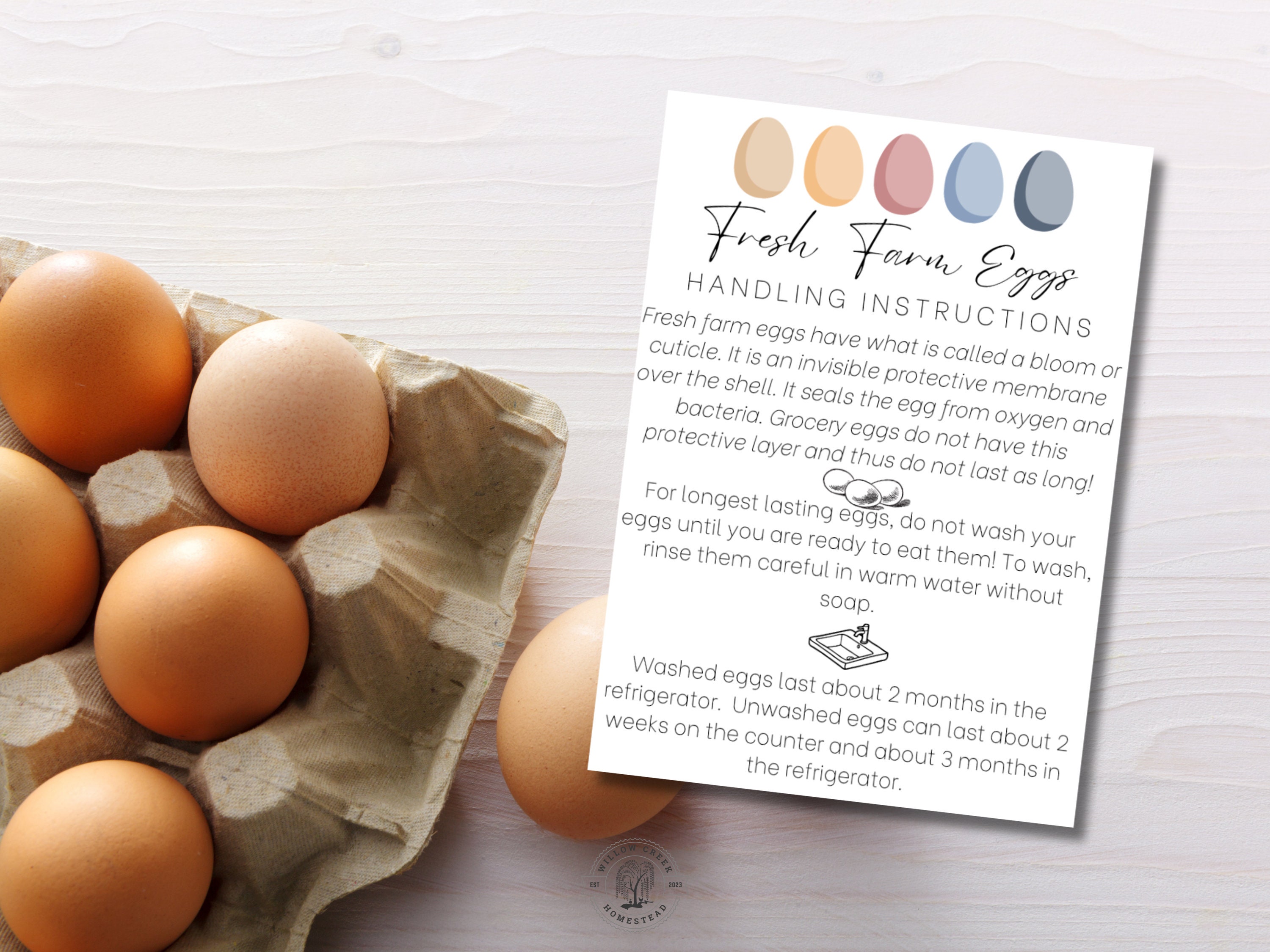PRINTABLE Farm Fresh Egg Handling Instructions | Printable Card or ...
