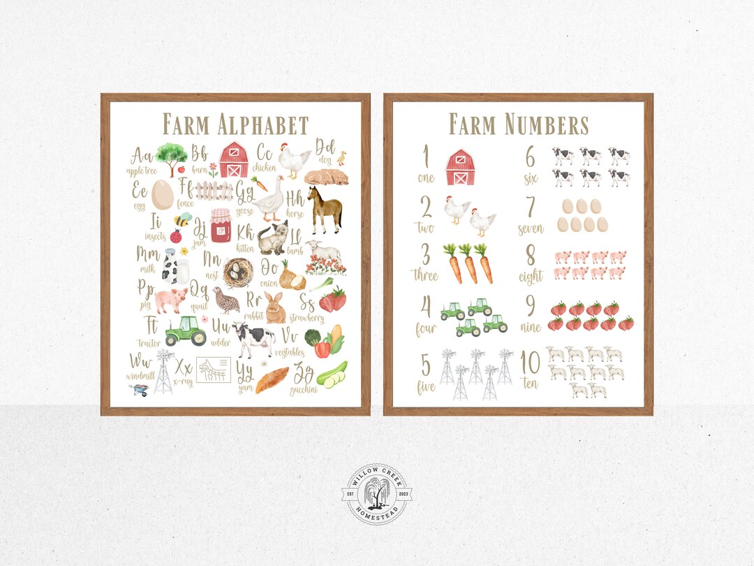 PRINTABLE Farm Alphabet Number Prints | Farm Nursery Wall Art | Farm ...
