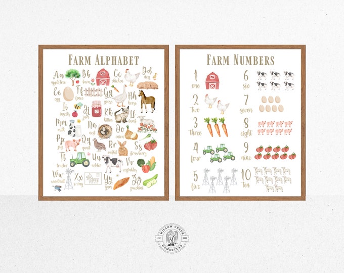 PRINTABLE Farm Alphabet Number Prints | Farm Nursery Wall Art | Farm ...