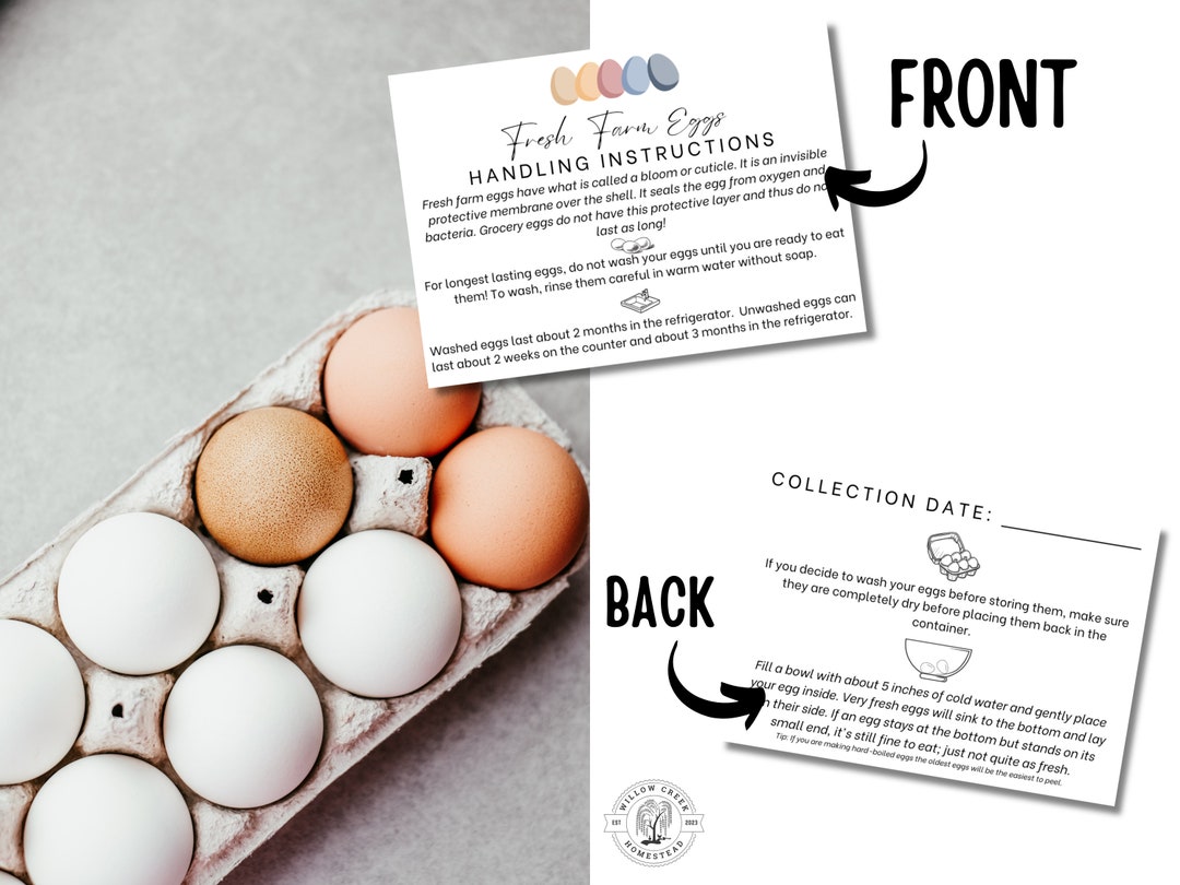 PRINTABLE Farm Fresh Egg Handling Instructions | Printable Card or ...