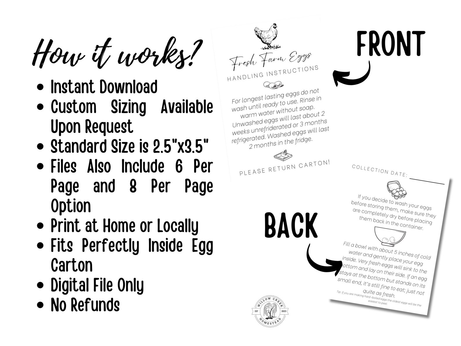 PRINTABLE Farm Fresh Egg Handling Instructions | Printable Card or ...