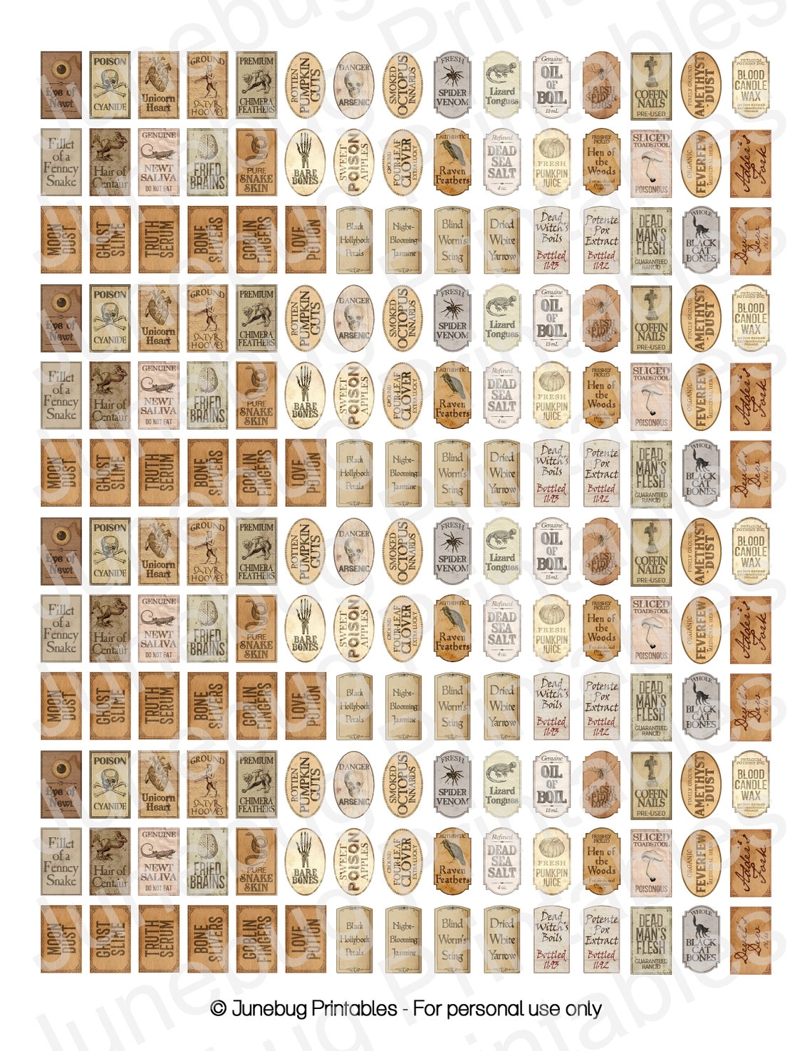 45 Printable Miniature Potion Labels, Halloween Dollhouse Apothecary ...