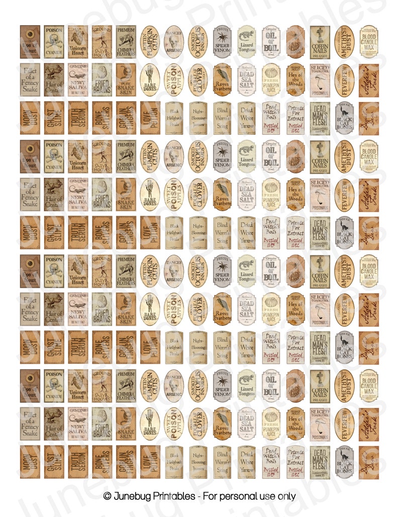 45 Printable Miniature Potion Labels Halloween Dollhouse - Etsy