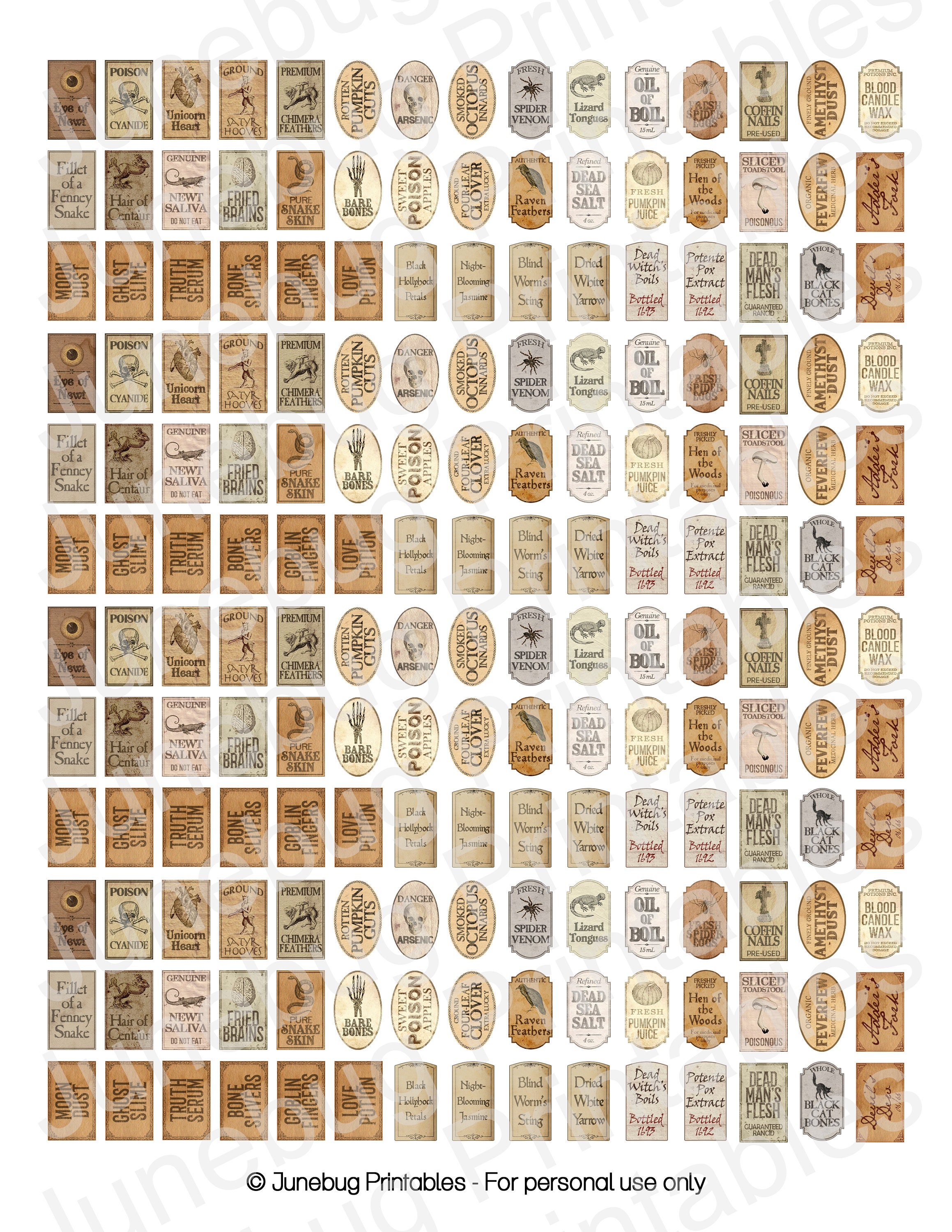 45 Printable Miniature Potion Labels Halloween Dollhouse - Etsy UK