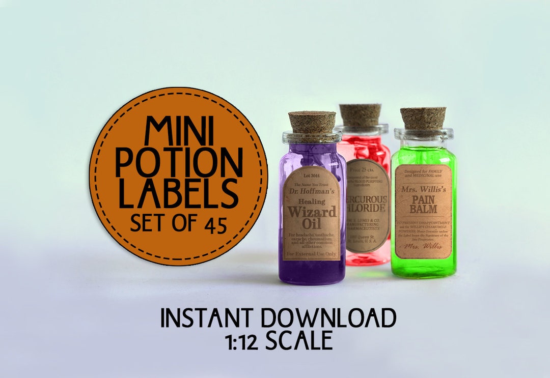 45 Printable Miniature Potion Labels, Halloween Dollhouse Apothecary ...