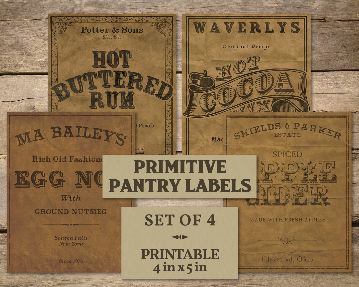 Country Christmas Primitive Pantry Label Aged Fabric Transfer - Etsy
