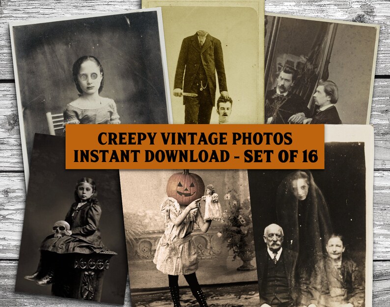 Printable Creepy Vintage Photos, Scary Halloween Digital Collage Images ...