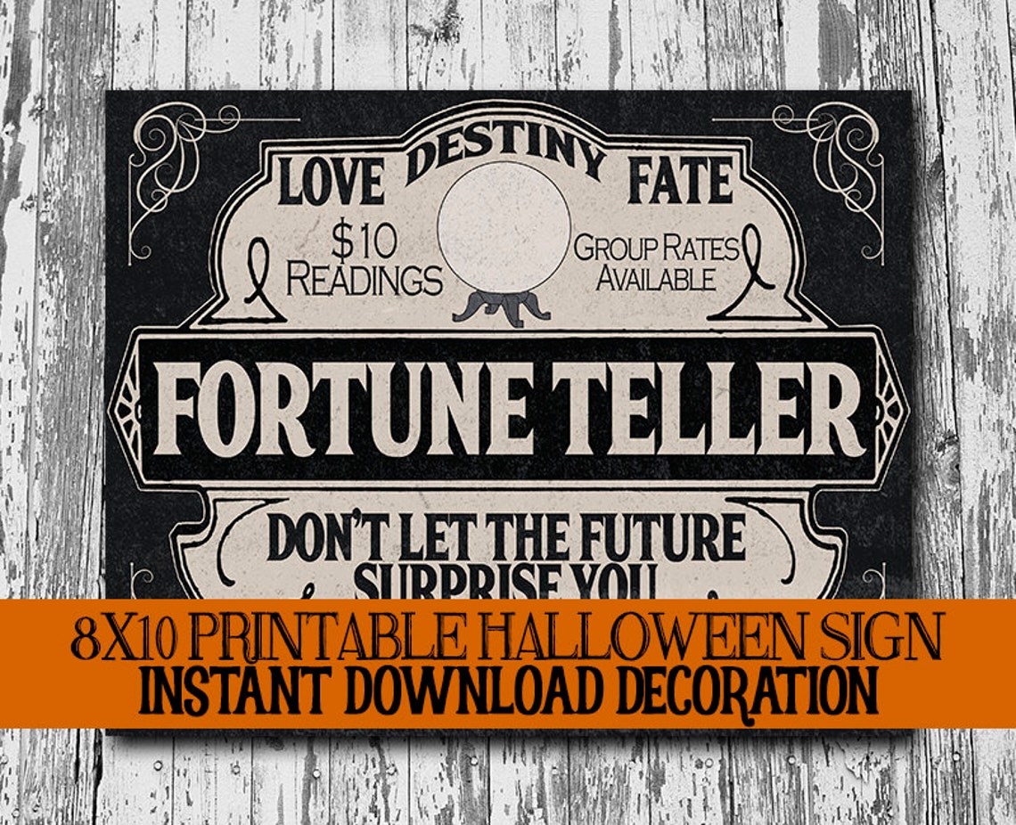 Printable Halloween Fortune Teller Decor Vintage Psychic - Etsy