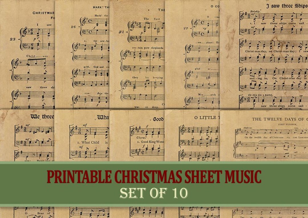 Printable Christmas Sheet Music, Vintage Christmas Carol Print ...
