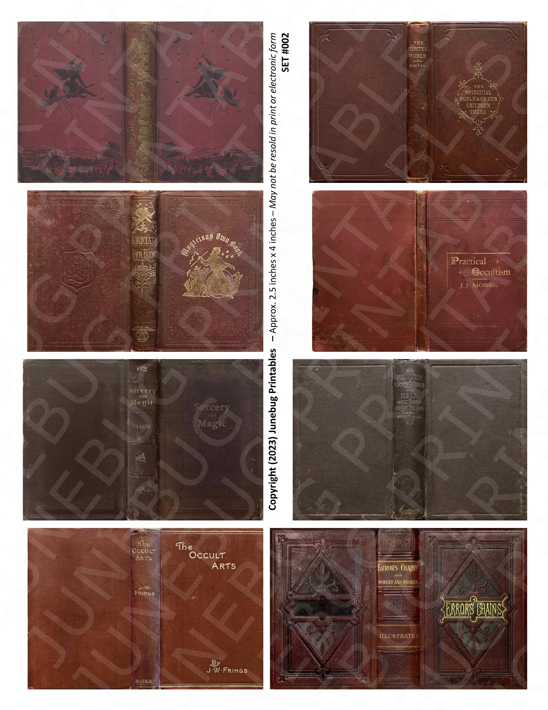 8 Mini Halloween Book Covers Printable Occult Witchcraft - Etsy