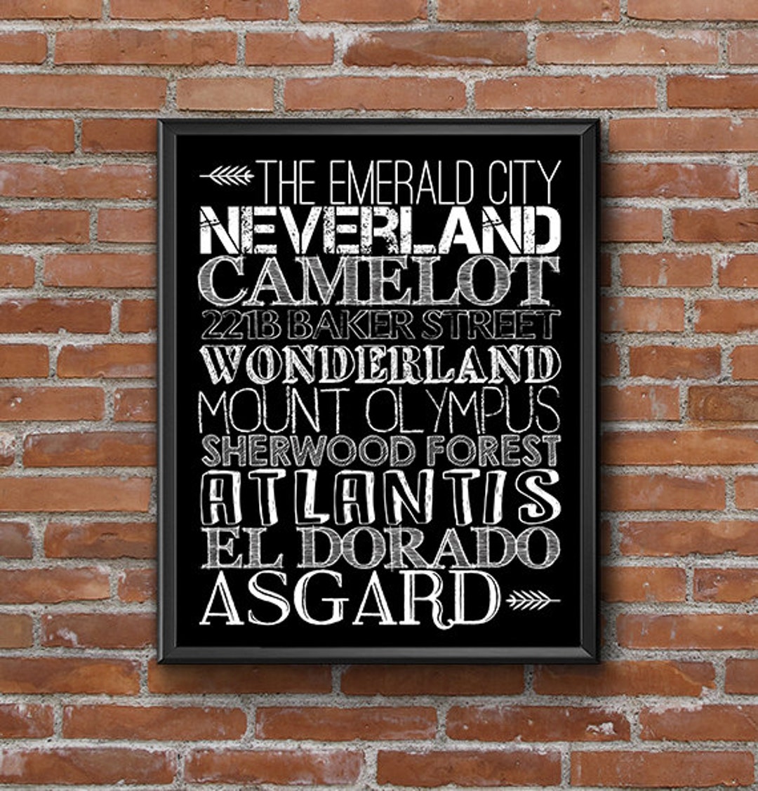 Chalkboard Wall Art Subway Printable Sherlock Peter Pan - Etsy